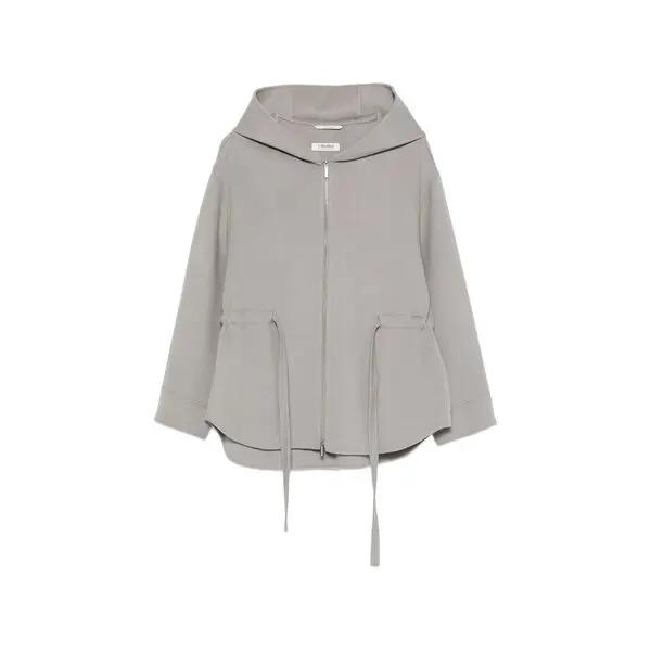 Max Mara Grey Wool Hooded Zip-up Jacket - Gray