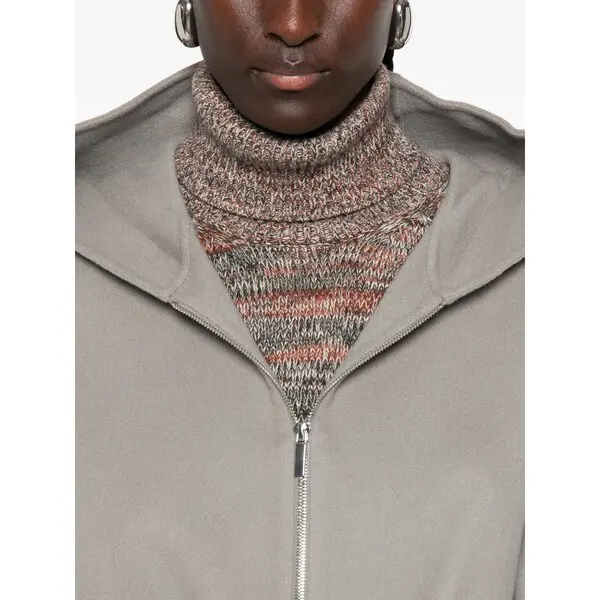 Max Mara Grey Wool Hooded Zip-up Jacket