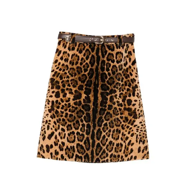 Max Mara Leopard Print A-line Skirt - Cream