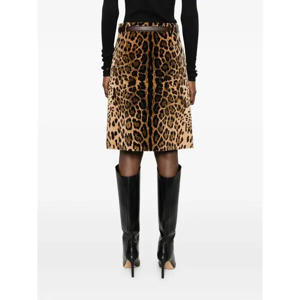Max Mara Leopard Print A-line Skirt
