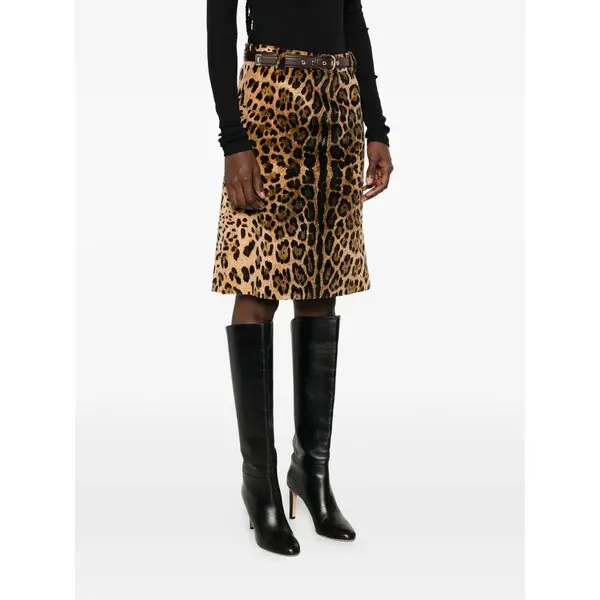 Max Mara Leopard Print A-line Skirt