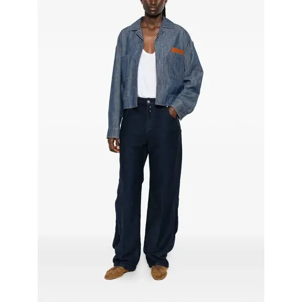 Fendi Denim Jacket With Logo Patch - Blue
