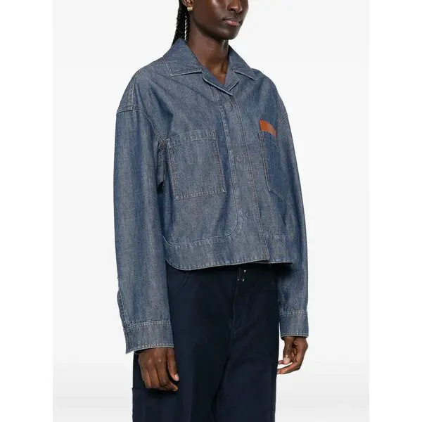 Fendi Denim Jacket With Logo Patch - Blue