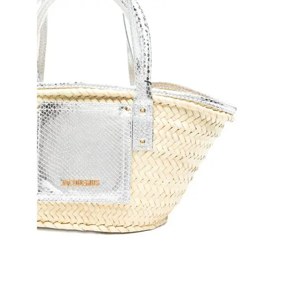 Jacquemus Woven Raffia Tote Bag With Leather Trim