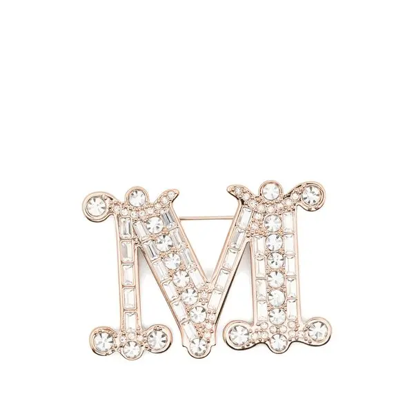 Max Mara Crystal Embellished M Brooch - Pink