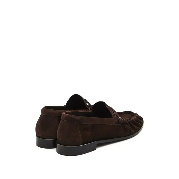 Saint Laurent Leather Loafers - Brown