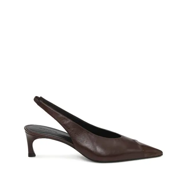 ROTATE BY BIRGER CHRISTENSEN Leather Slingback Kitten Heel Shoes - Brown