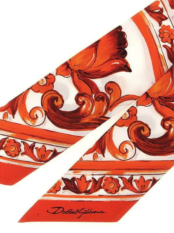 Dolce & Gabbana Maiolica Print Silk Twill Bandeau