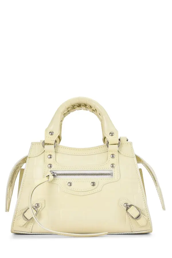Balenciaga Embossed Neo Classic City Bag - Beige