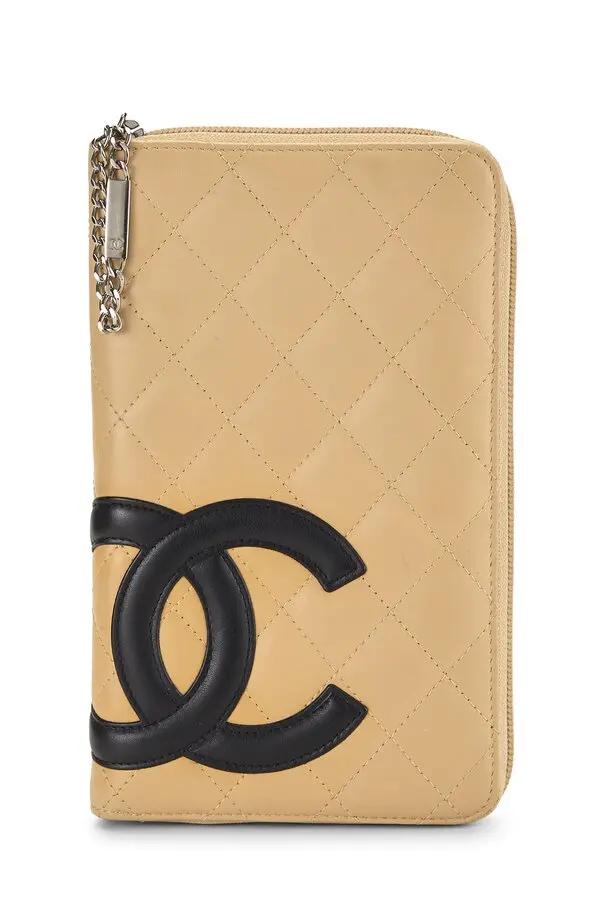Chanel Calfskin Cambon Zippy Organizer - Beige