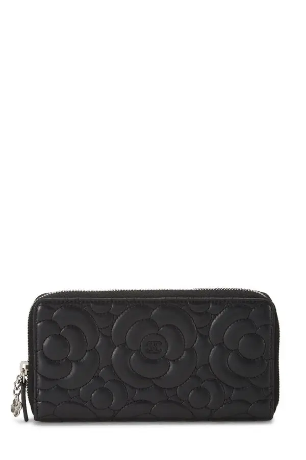 Chanel Embossed Camellia Wallet - Black