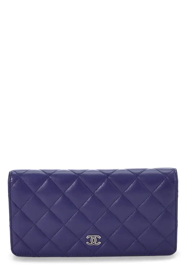 Chanel Quilted Lambskin Classic Long Yen Wallet - Blue