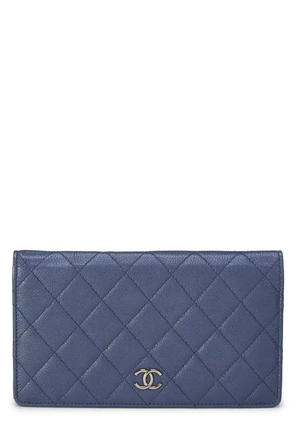 Chanel Quilted Lambskin Classic Long Yen Wallet - Blue