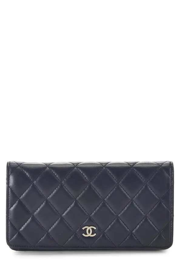 Chanel Quilted Lambskin Classic Long Yen Wallet - Blue