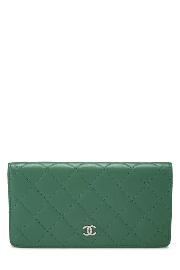 Chanel Quilted Lambskin Classic Long Yen Wallet - Green