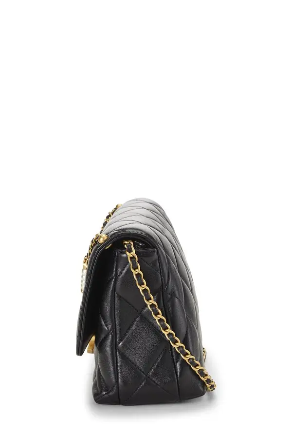 Chanel Quilted Lambskin Pearl Logo Flap Bag