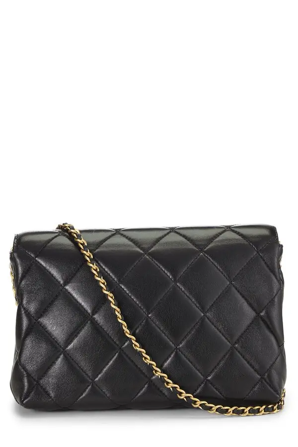 Chanel Quilted Lambskin Pearl Logo Flap Bag