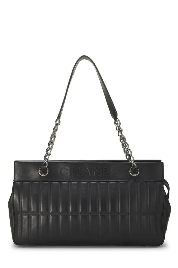 Chanel Lambskin Lax Vertical Shoulder Bag - Black