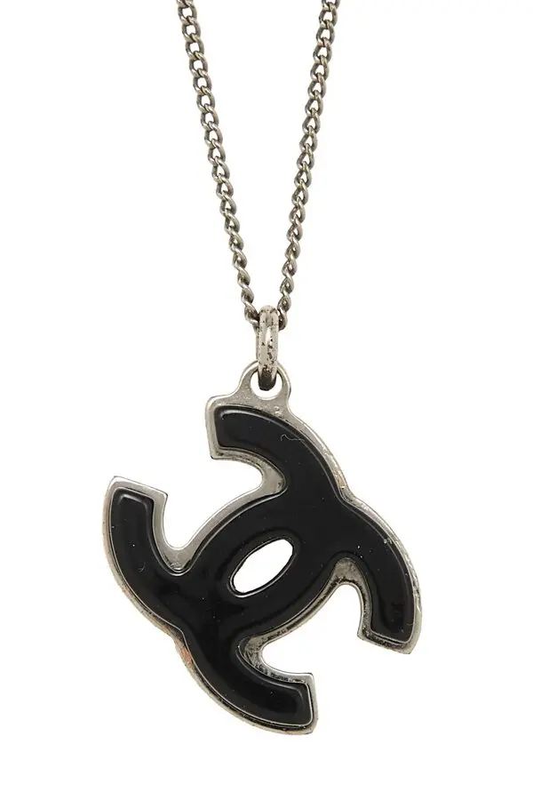 Chanel Vintage Acrylic Cc Pendant Necklace