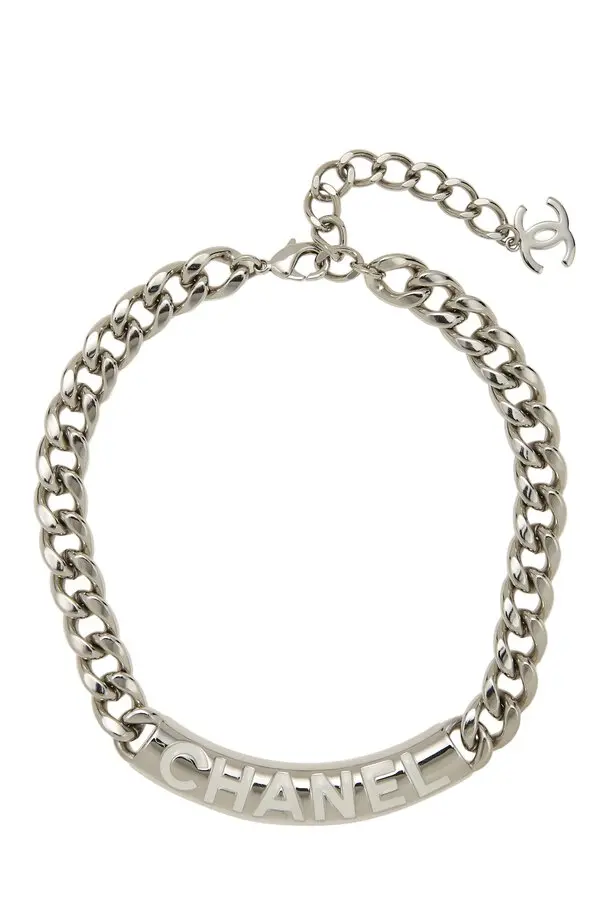 Chanel Logo Chain Necklace - Silver