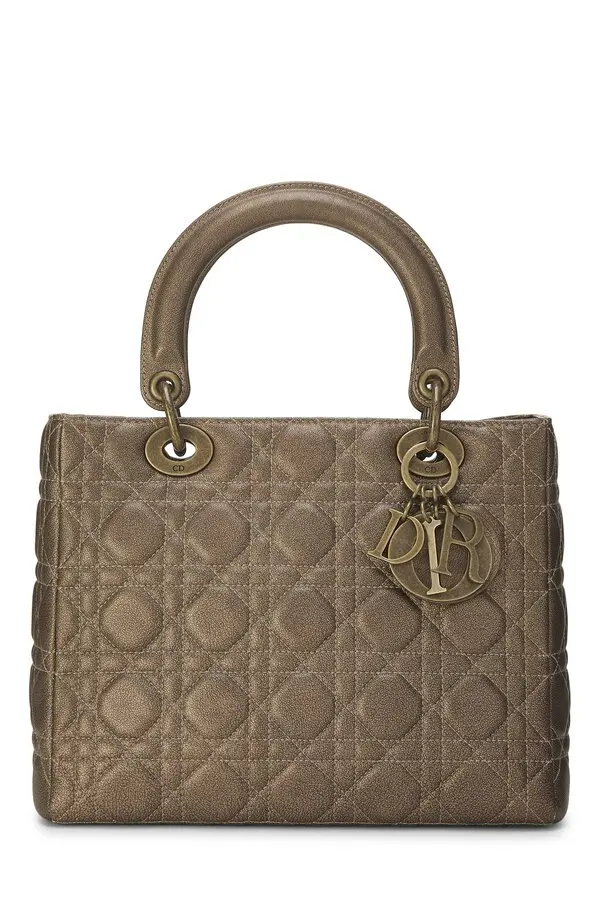 Dior Cannage Quilted Lambskin Lady - Brown