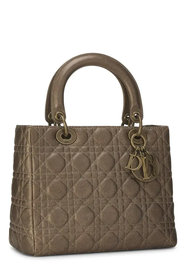 Dior Cannage Quilted Lambskin Lady Bag - Brown