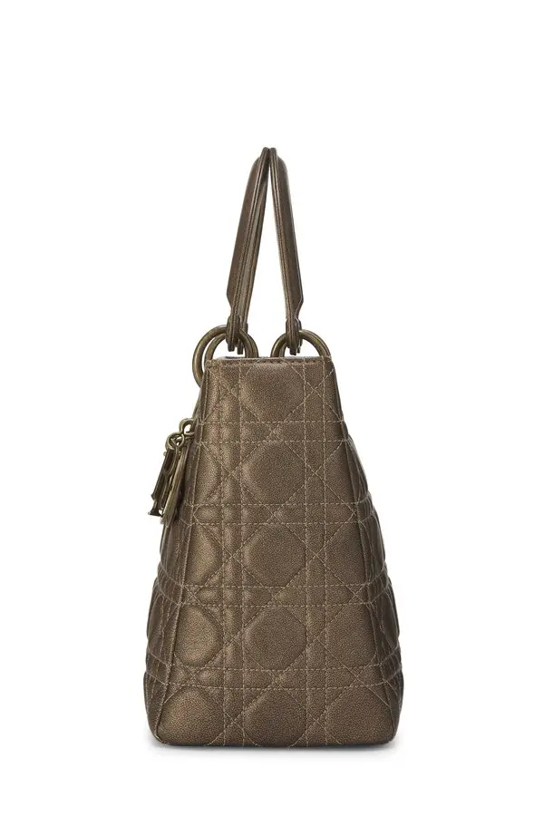 Dior Cannage Quilted Lambskin Lady Bag - Brown
