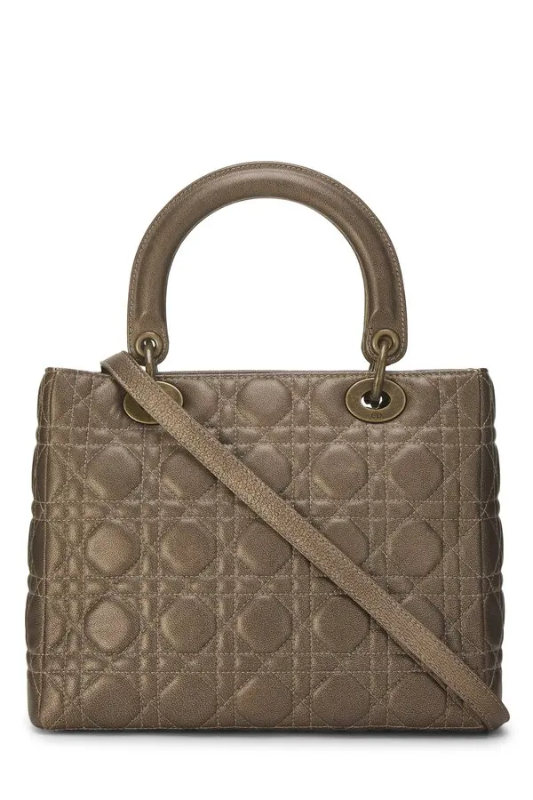 Dior Cannage Quilted Lambskin Lady Bag - Brown