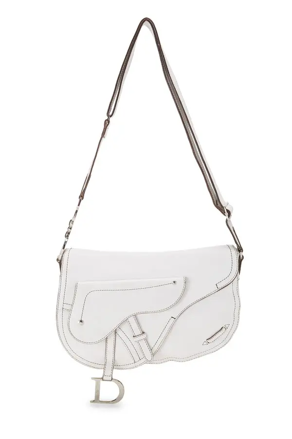 Dior Calfskin Saddle Messenger - White
