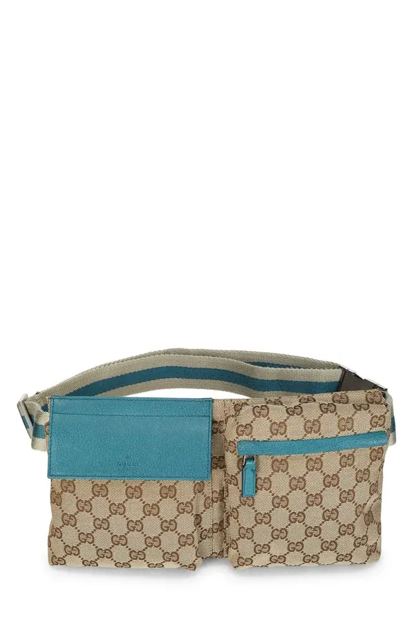 Gucci Original Gg Double Pocket Waist Pouch - Blue
