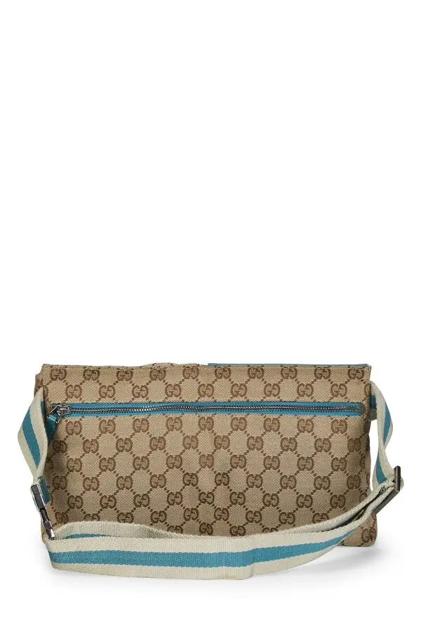 Gucci Original Gg Monogram Double Pocket Waist Pouch - Blue