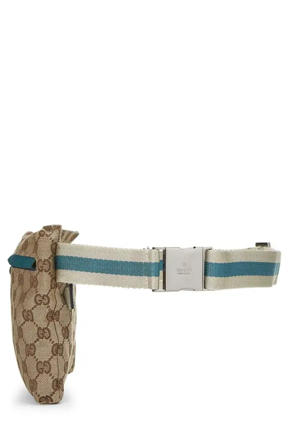 Gucci Original Gg Web Double Pocket Waist Pouch - Blue