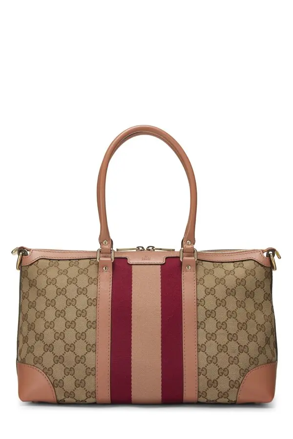 Gucci Gg Vintage Web Convertible Tote - Pink