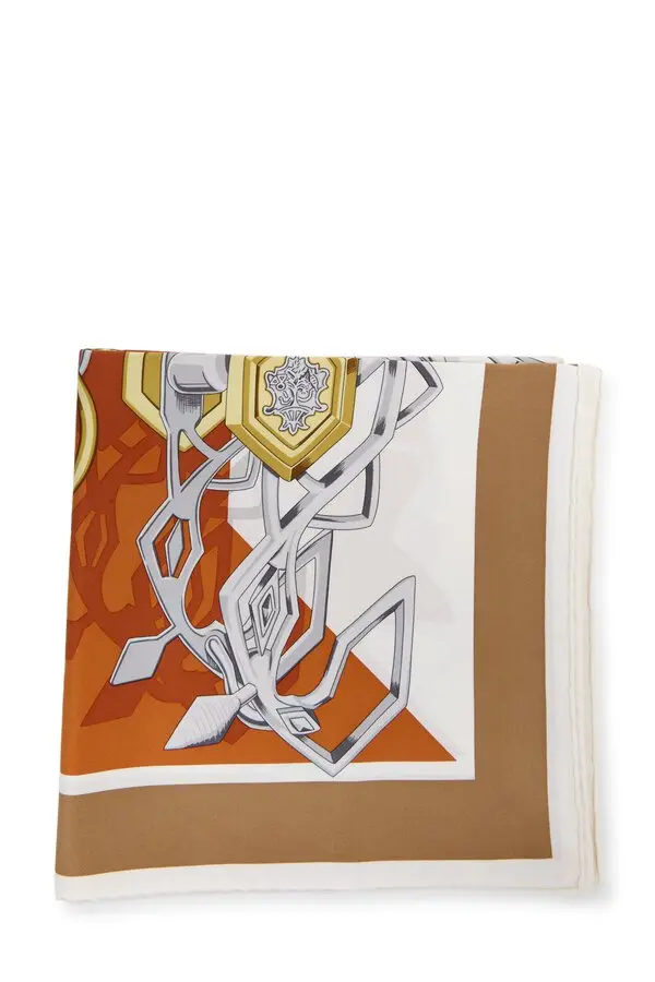Hermès Multicolor 'brides Et Destin' Silk Scarf 90 - White