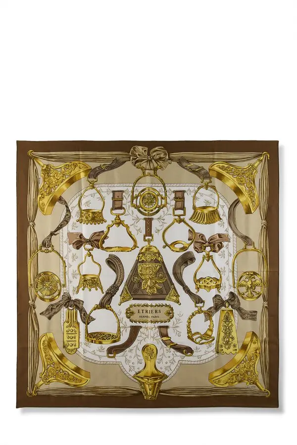 Hermès Multicolor 'etriers' Silk Scarf 90