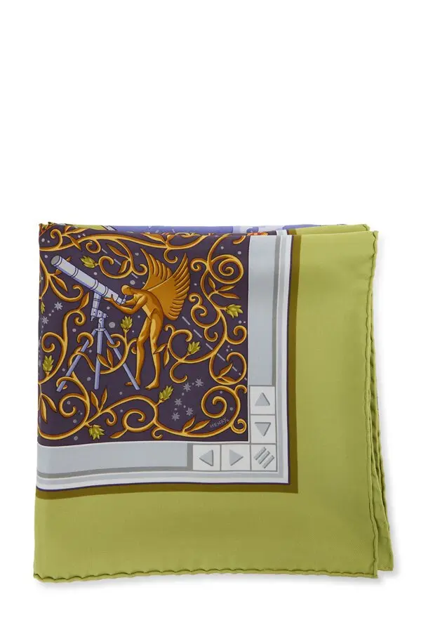 Hermès Multicolor 'www. . Com' Silk Scarf 90 - Green