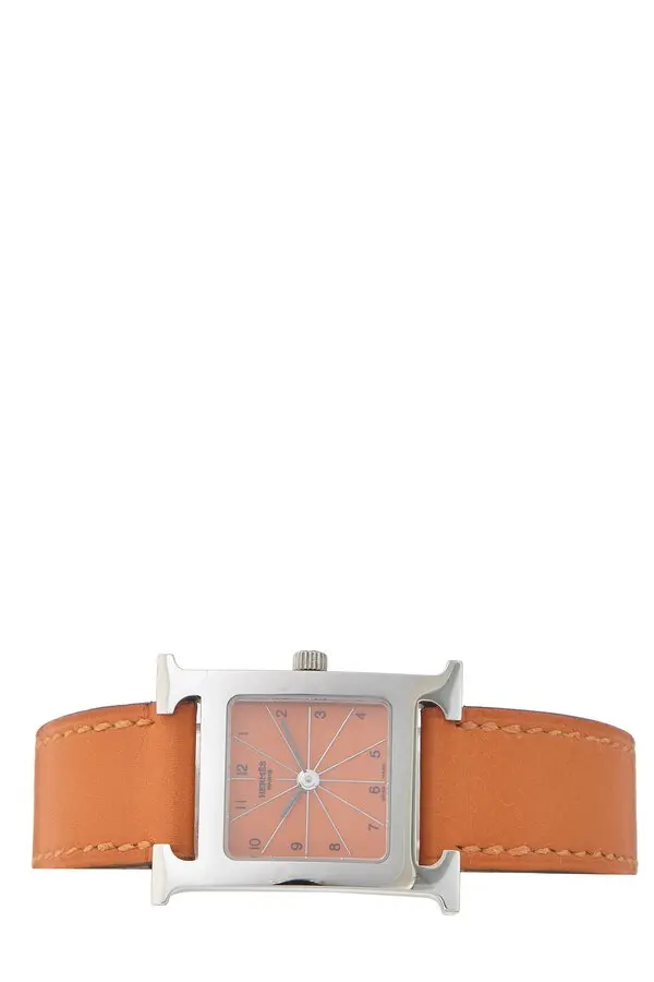 Hermès Heure H Watch With Leather Strap - Orange