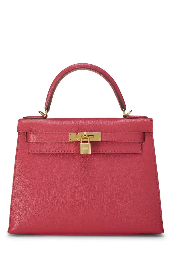 Hermès Rose Jaipur, Gris Perle Chevre Horseshoe Kelly Sellier 28 - Multi