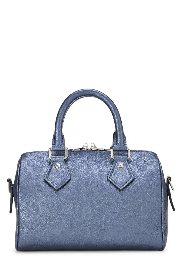 LOUIS VUITTON Metallic Monogram Empreinte Giant Speedy Bandouliere 20 - Navy