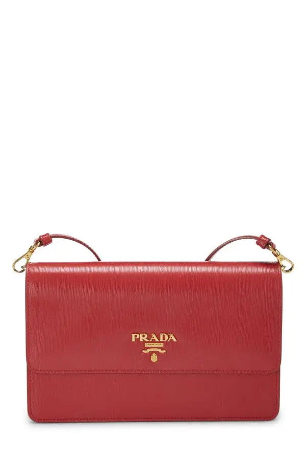 Prada Vitello Move Wallet On Chain - Red