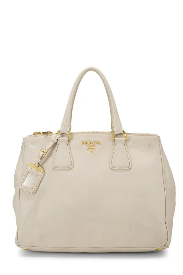 Prada Cream Vitello Daino Convertible Handbag - White