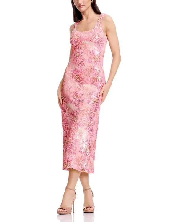 Dress The Population Sequin Printed Midi Dress