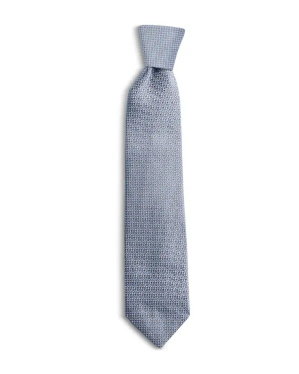 David Donahue Silk Classic Geometric Pattern Tie - Gray