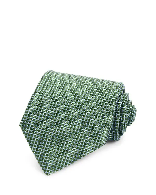 David Donahue Silk Geometric Pattern Tie - Green