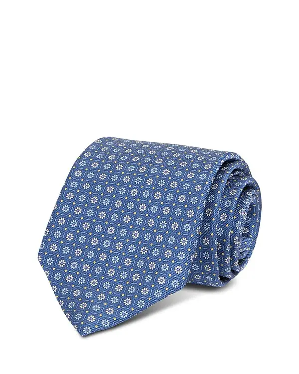 David Donahue Silk Classic Geometric Pattern Tie - Navy