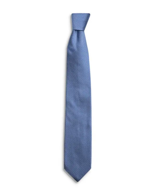 David Donahue Silk Geometric Neck Tie - Navy