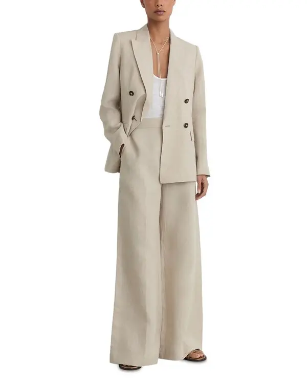 REISS Petite Linen Kit Wide Leg Pants