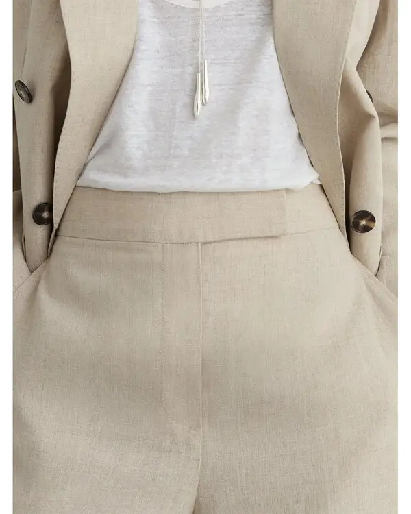 REISS Petite Linen Kit Wide Leg Pants