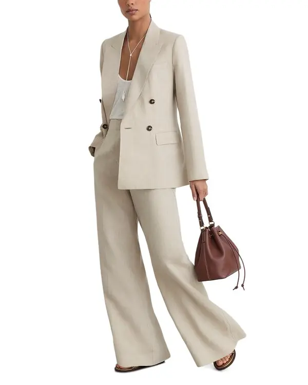 REISS Petite Linen Kit Wide Leg Pants