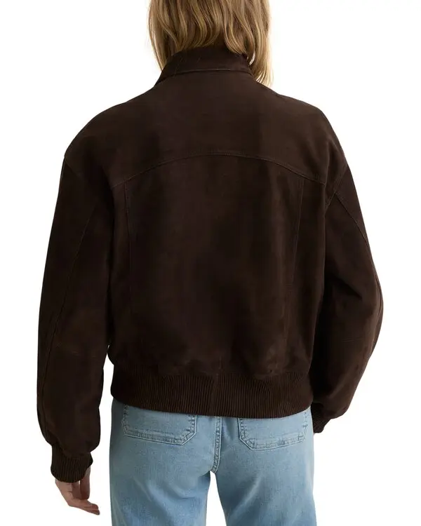 REISS Petite Cara Leather Jacket - Chocolate